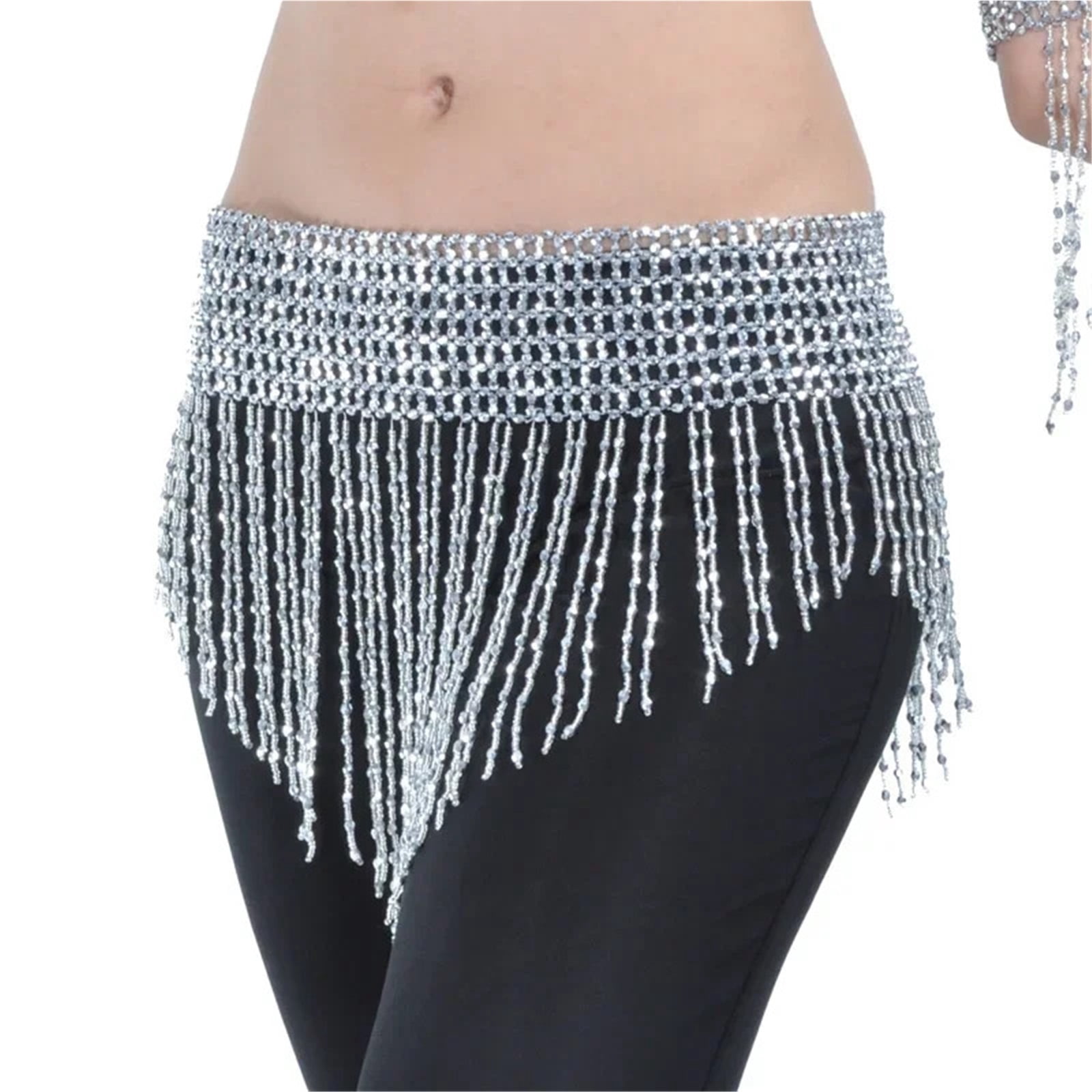 Belly Dance Hip Scarf Womens Handmade Shimmery Beaded For Bellydance ...