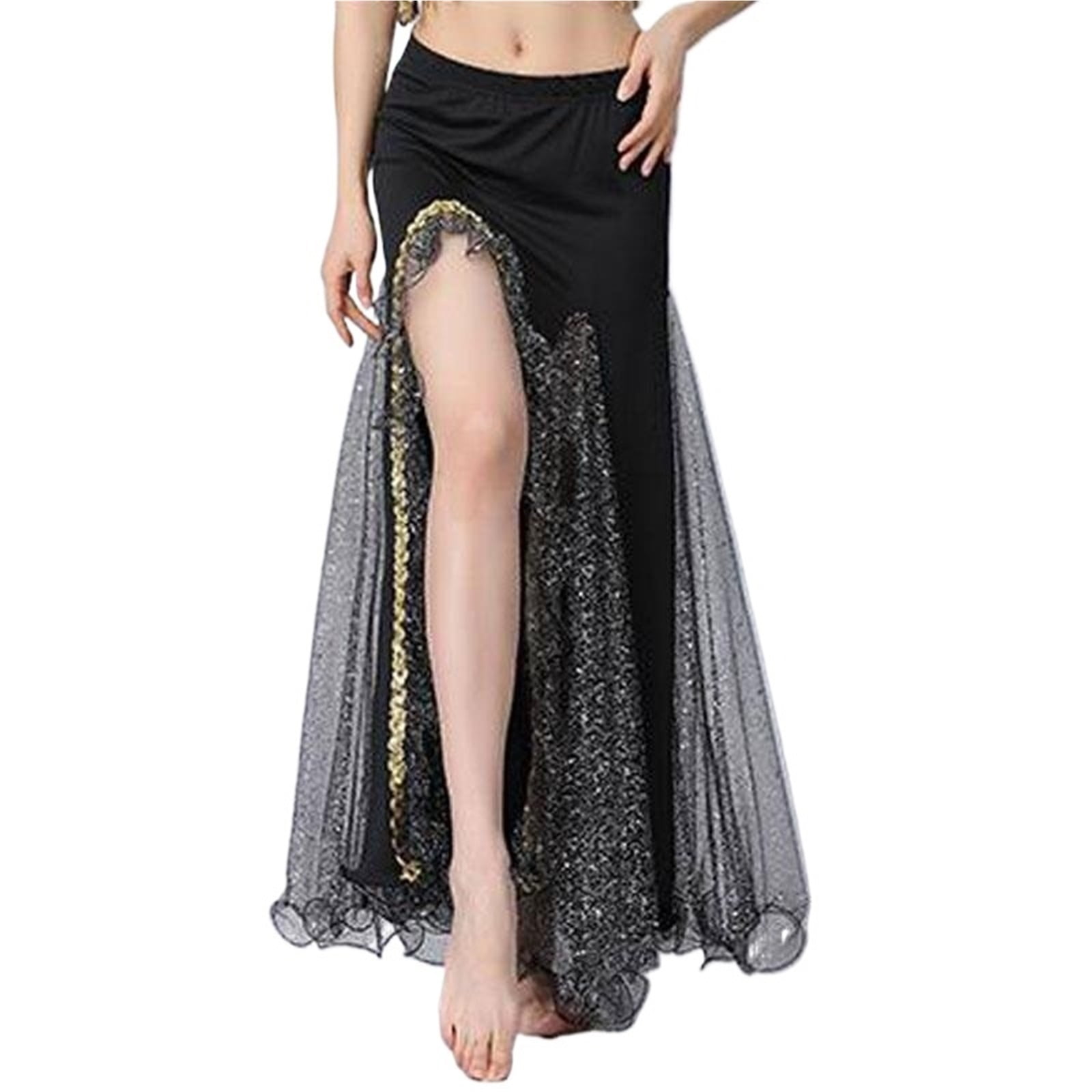 Belly Dance Sequin Split Skirt Women Dance Hip Skirt Lady Stage ...