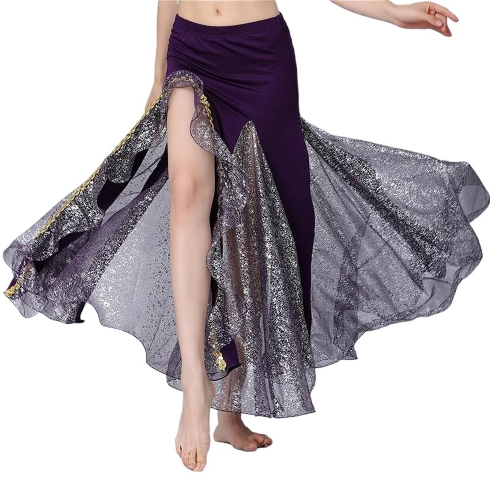 Belly Dance Sequin Split Skirt Women Dance Hip Skirt Lady Stage ...