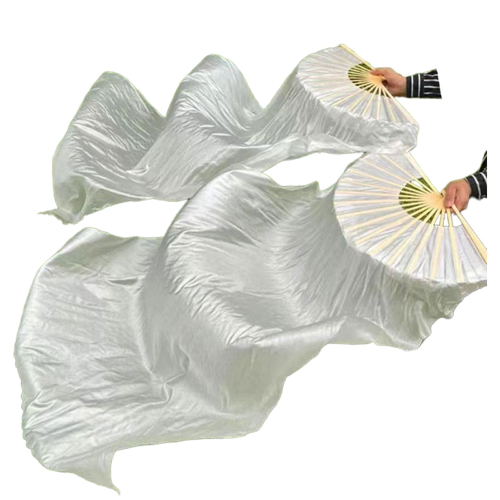 Belly Dance Silk Fans, 1 Pair Made of Faux Silk Long Silk Fan Bamboo ...