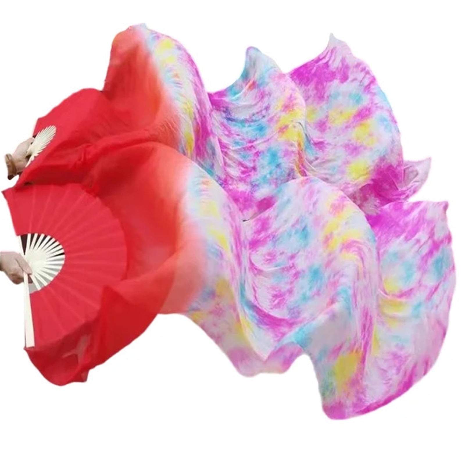 Belly Dance Silk Fans Hand Dye Real Silk Fans Women Belly Dance Costume ...