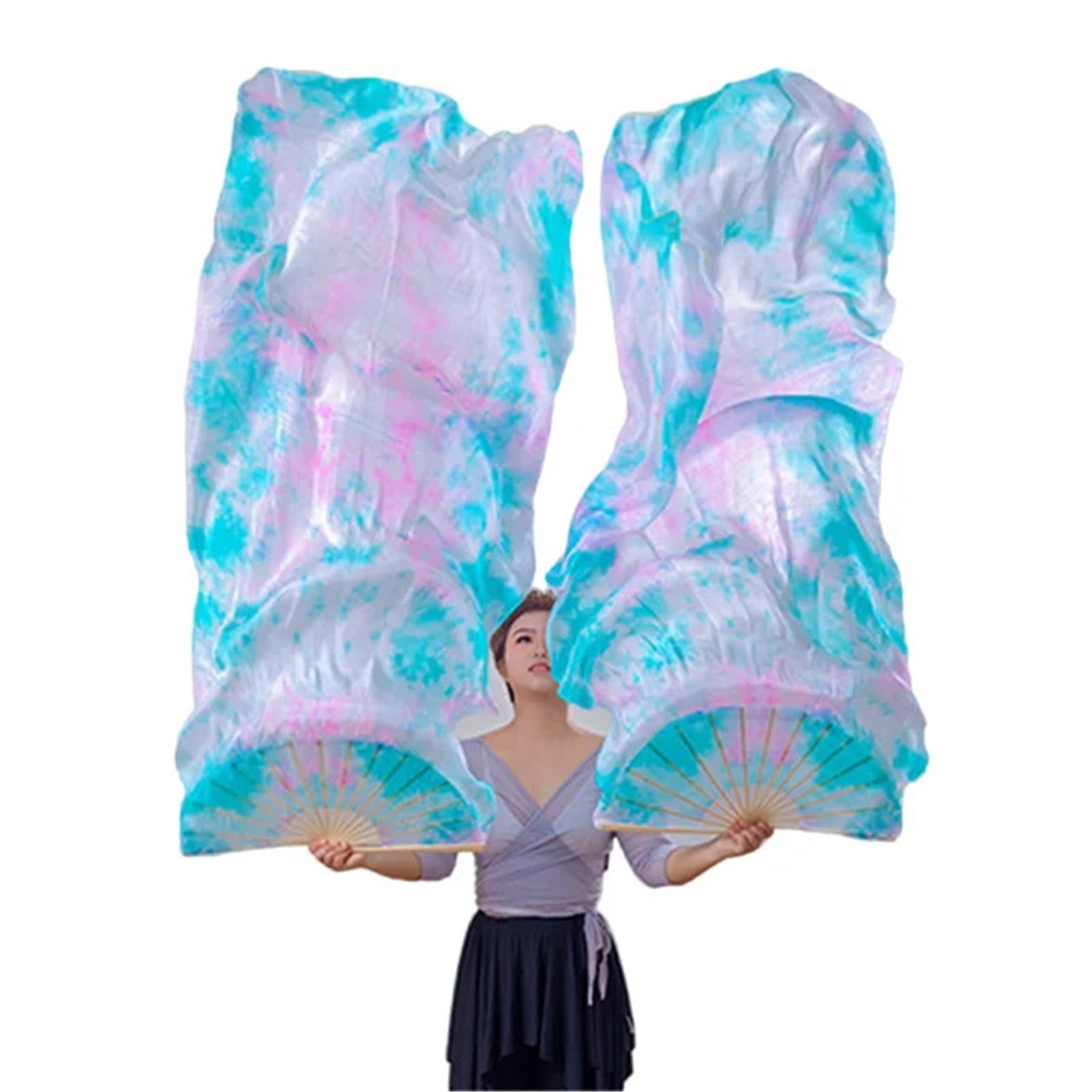 Belly Dance Silk Fans Hand Dye Real Silk Fans Women Belly Dance Costume ...