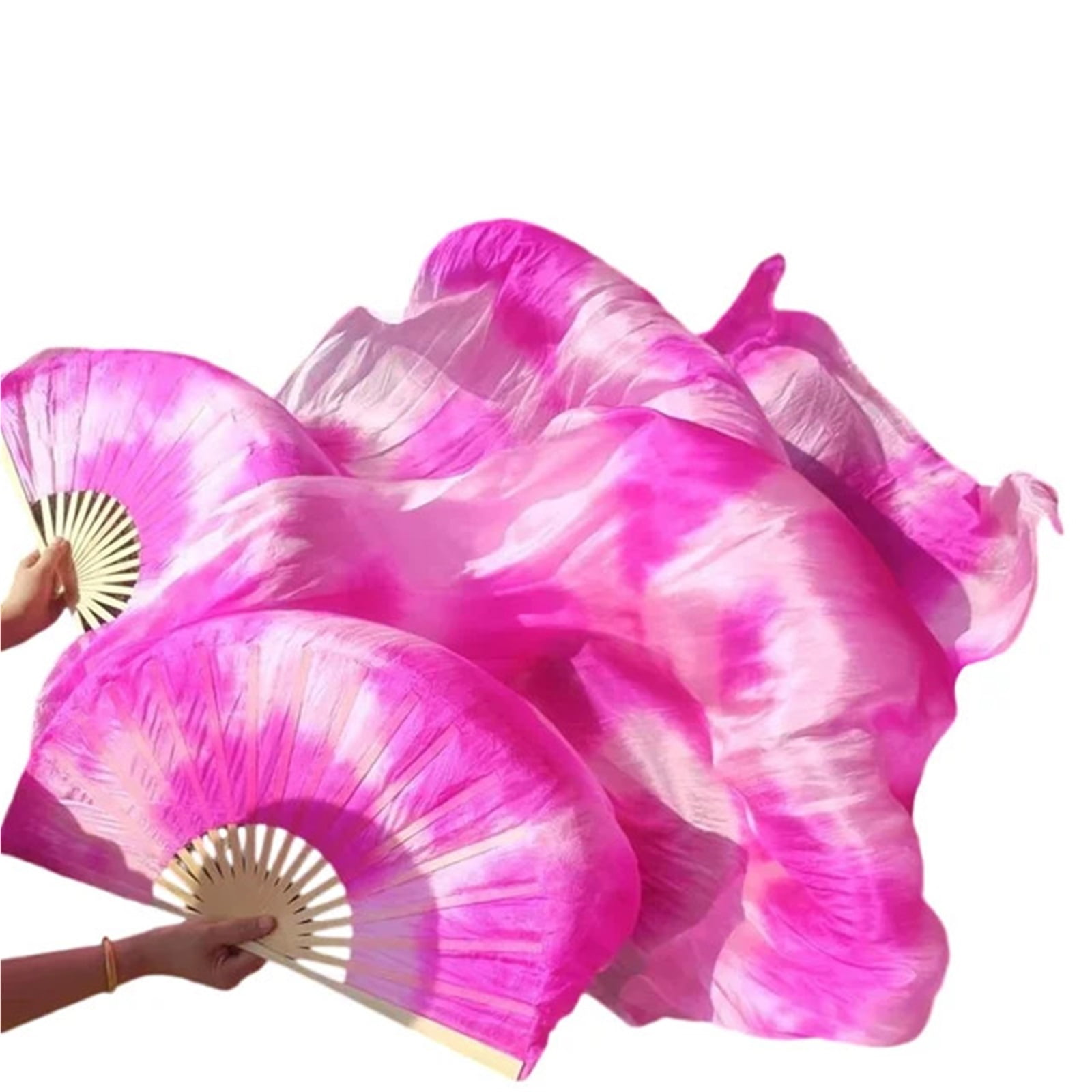 Belly Dance Silk Fans Hand Dye Real Silk Fans Women Belly Dance Costume ...