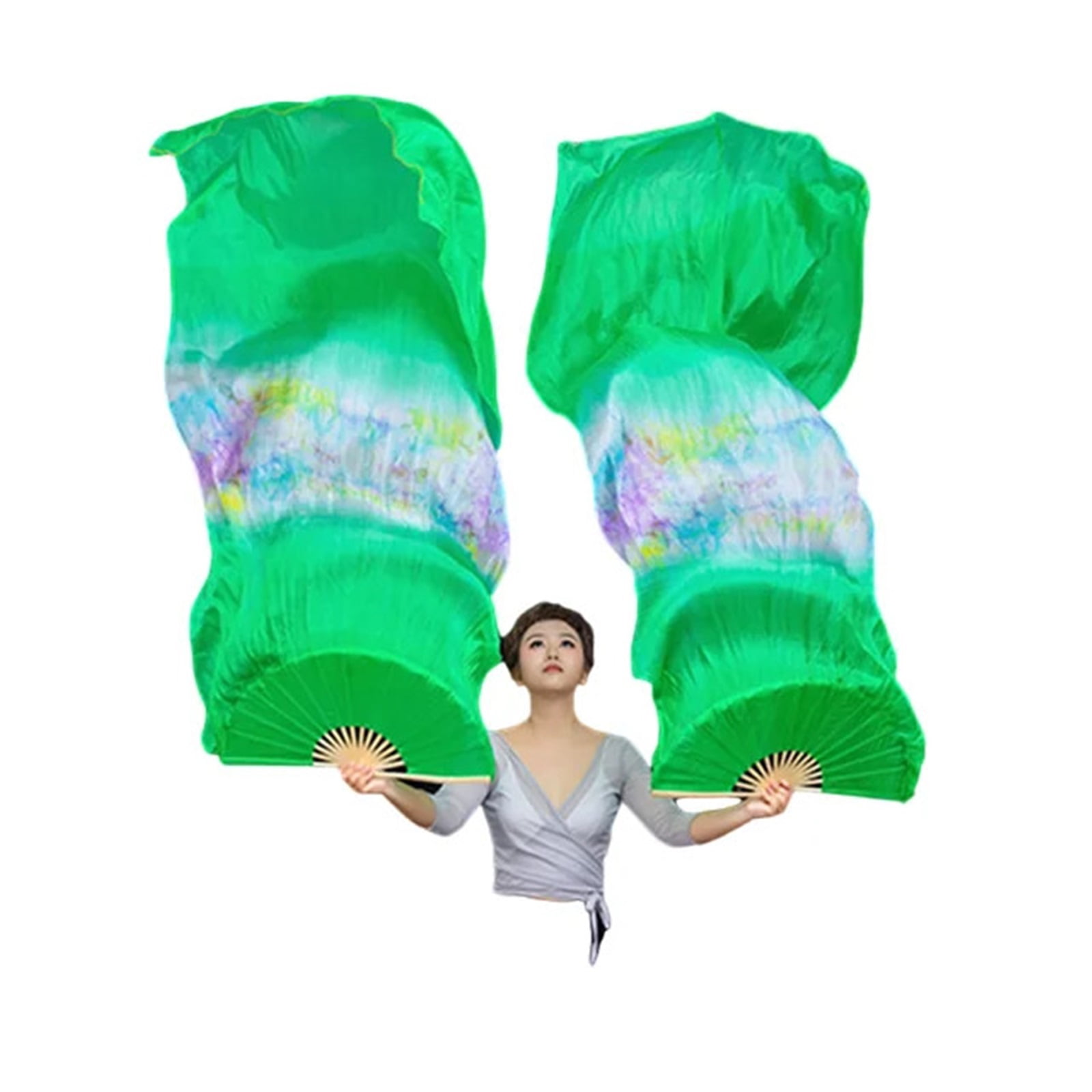 Belly Dance Silk Fans Hand Dye Real Silk Fans Women Belly Dance Costume ...