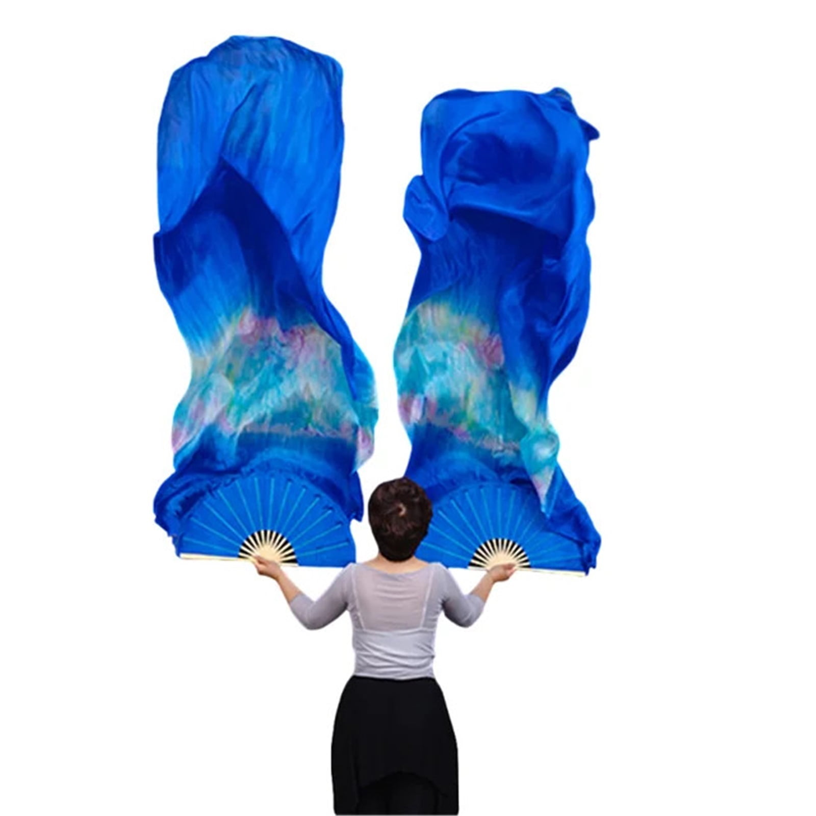 Belly Dance Silk Fans Hand Dye Real Silk Fans Women Belly Dance Costume ...