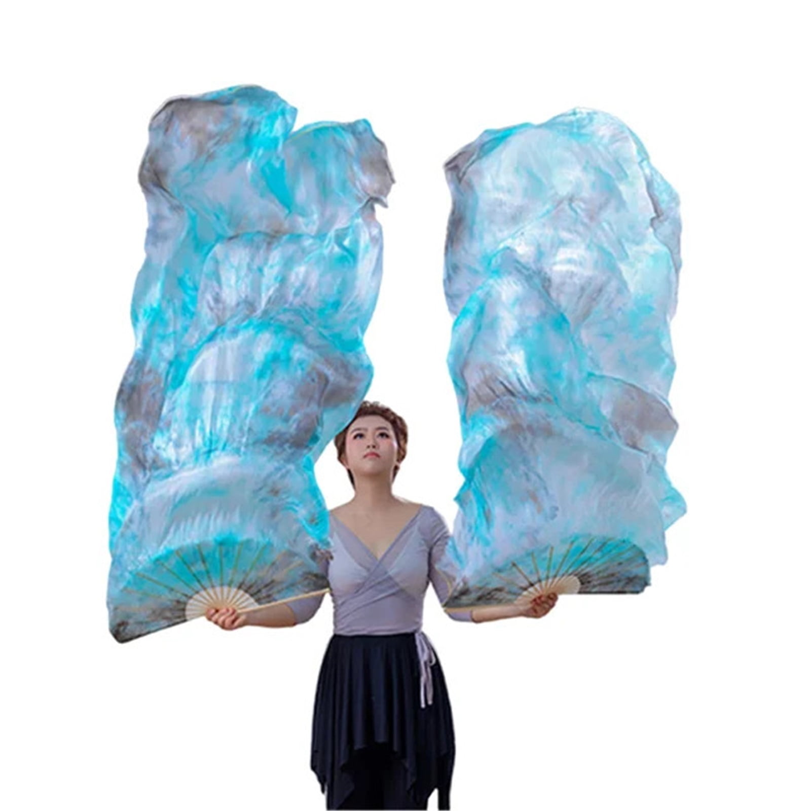Belly Dance Silk Fans Hand Dye Real Silk Fans Women Belly Dance Costume ...