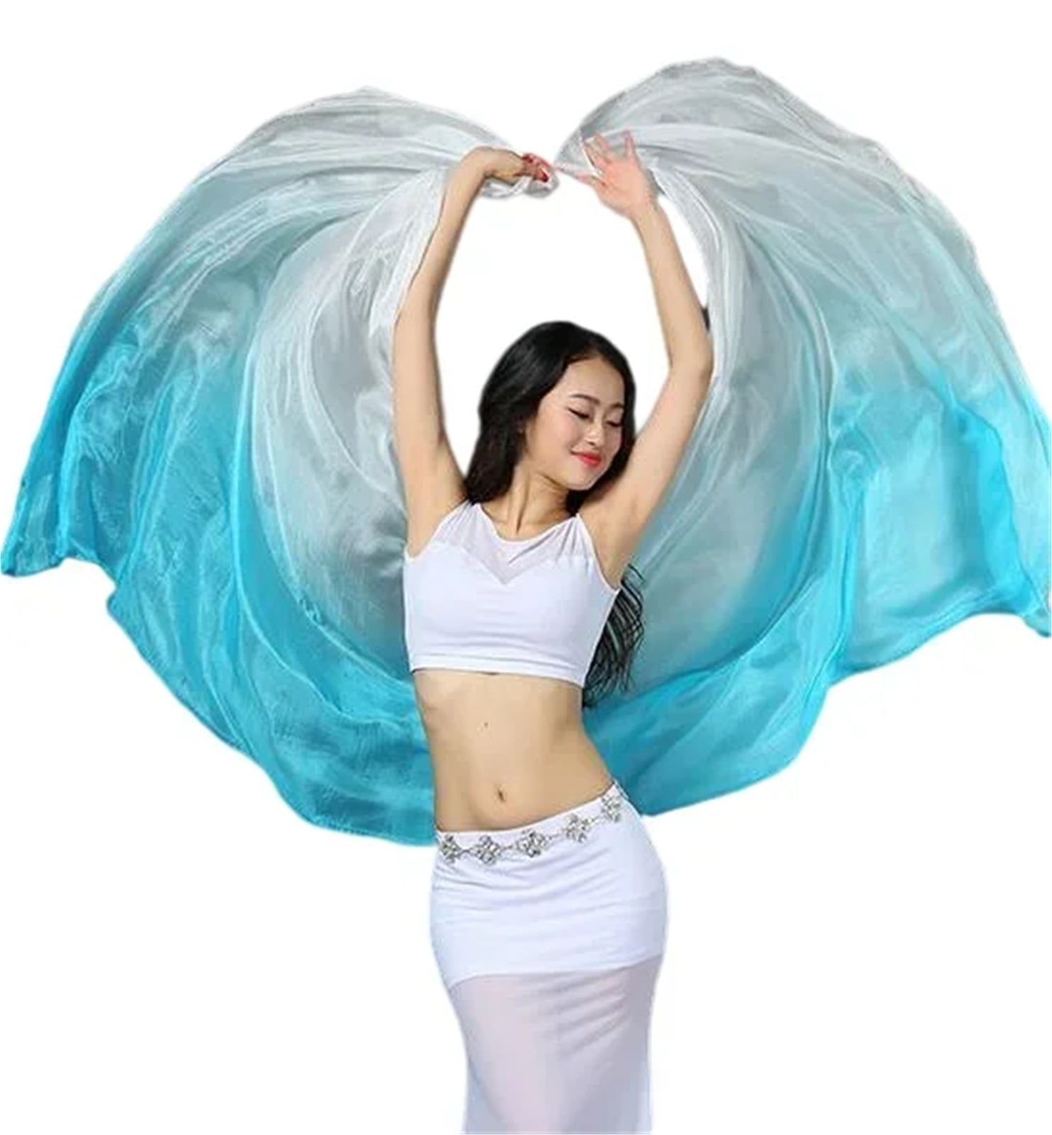 Belly Dance Silk Veils 200cm 250cm 270cm Hand Thrown Scarf Shawl Yellow Orange Pink Purple ...