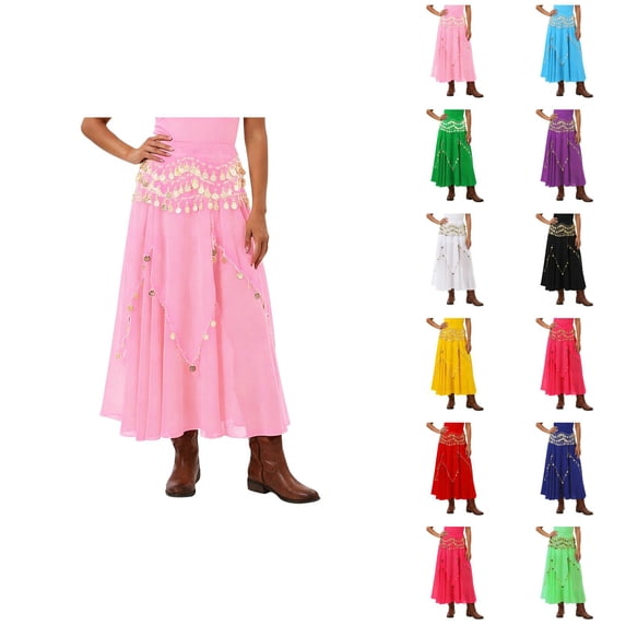 Belly Dance Skirt Fashionable Flowy A Line Chiffon Midi Skirt with ...