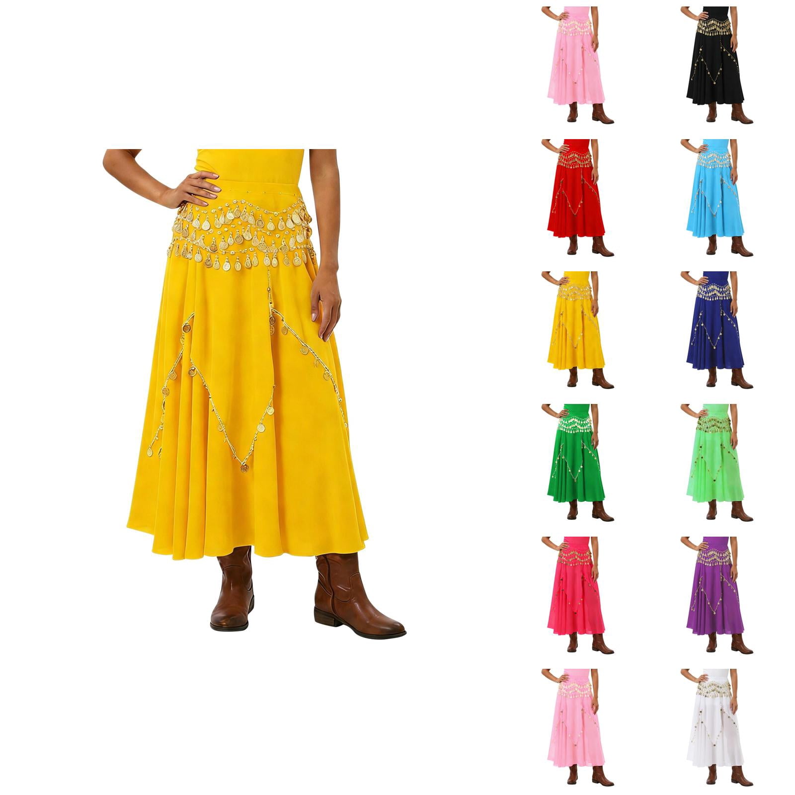 Belly Dance Skirt Fashionable Flowy A Line Chiffon Midi Skirt with ...