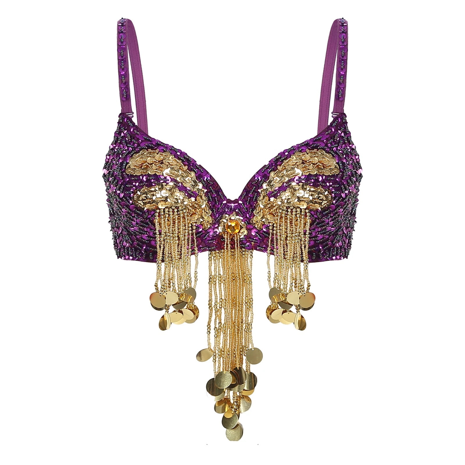 Belly Dance Tops Stage Performance Rave Costume Adjustable Straps Shiny ...