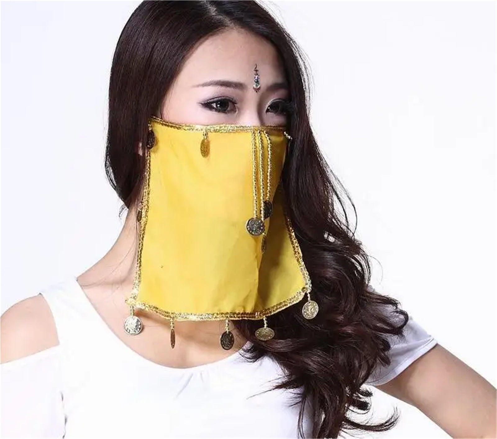 Belly Dance Tribal Face Veil With Coins Halloween Costume Accessory ...