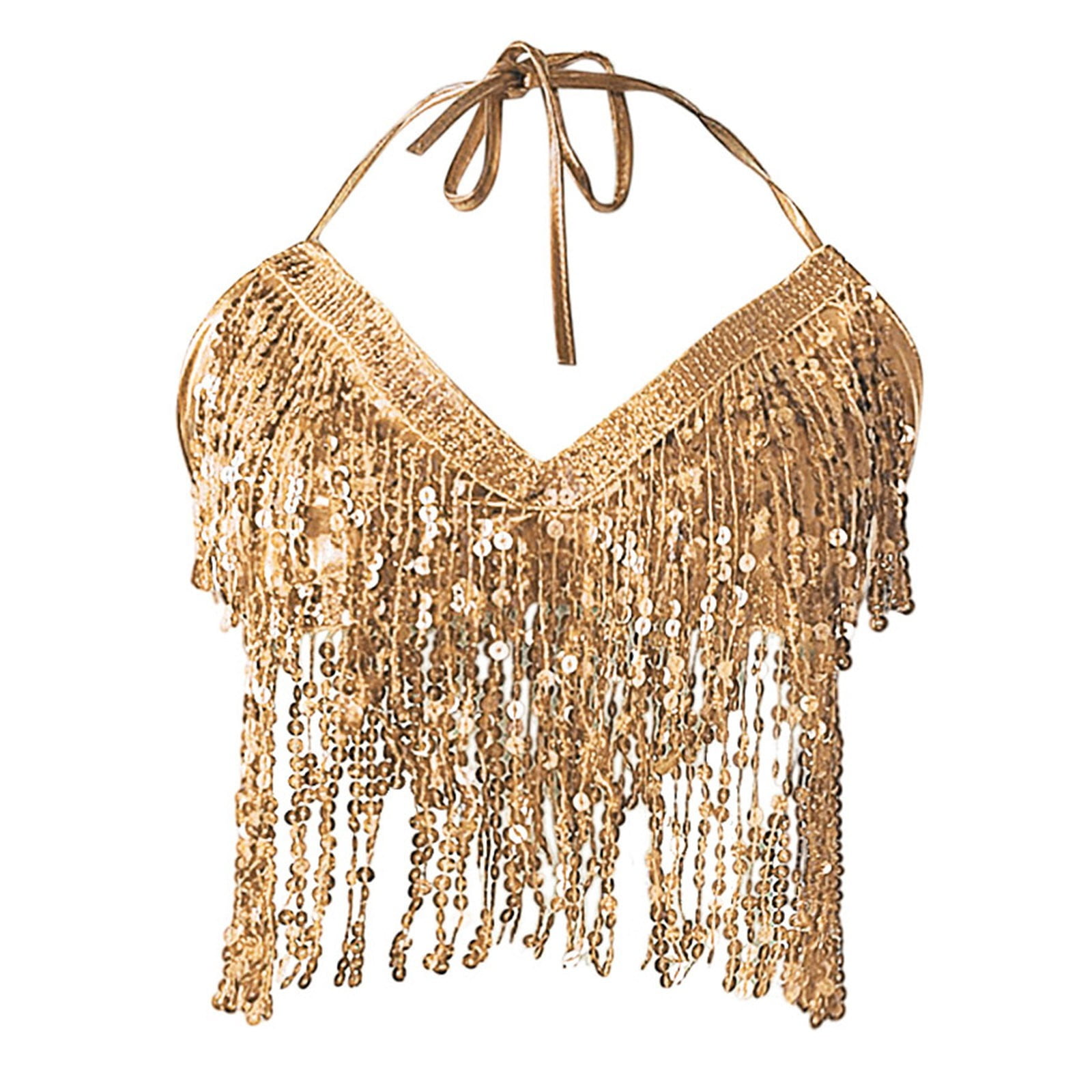 Belly Dancer Outfit Fringe Sequin Skirts Sets for Women,Gold,One Size ...