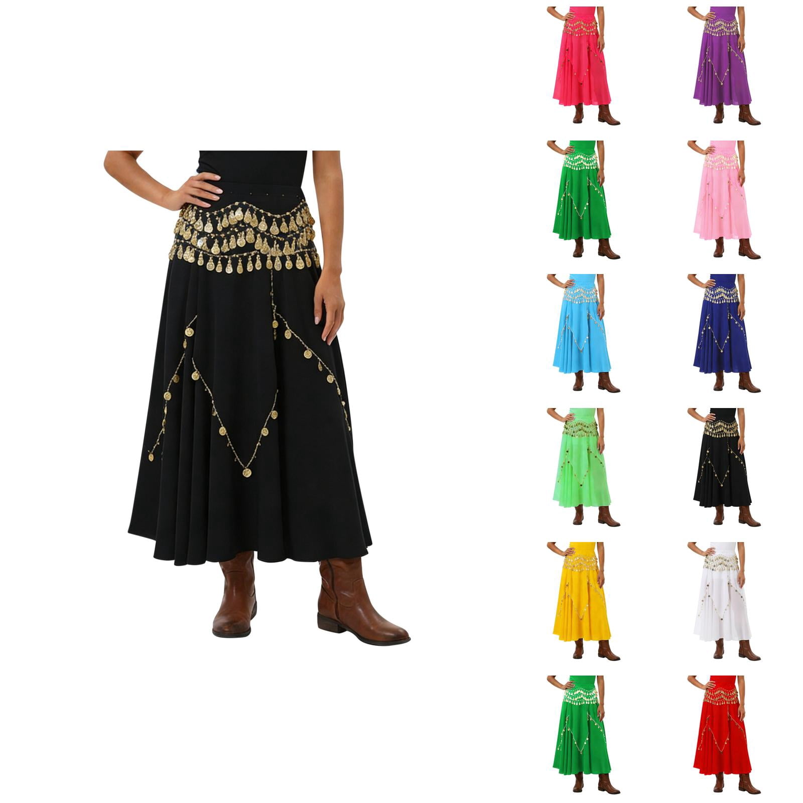 Belly Dancer Skirt Fashionable Flowy A Line Chiffon Midi Skirt with ...