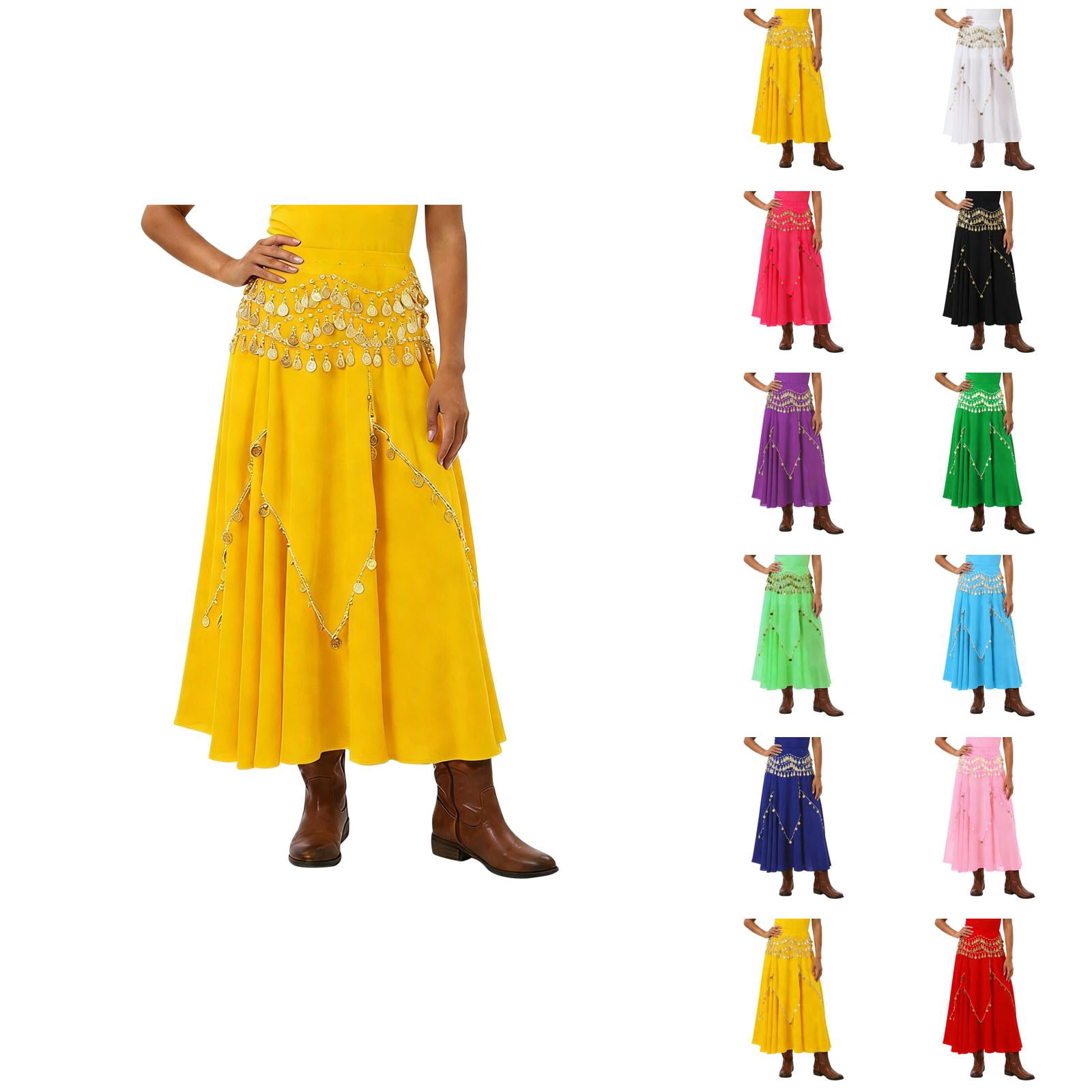 Belly Dancer Skirt Fashionable Flowy A Line Chiffon Midi Skirt with ...
