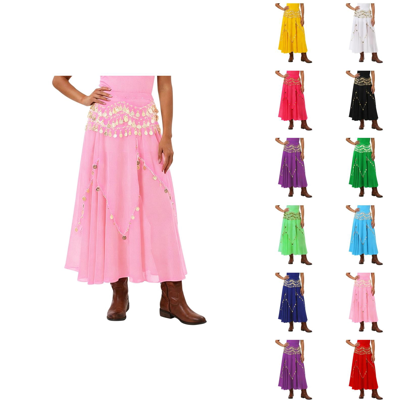 Belly Dancer Skirt Fashionable Flowy A Line Chiffon Midi Skirt with ...