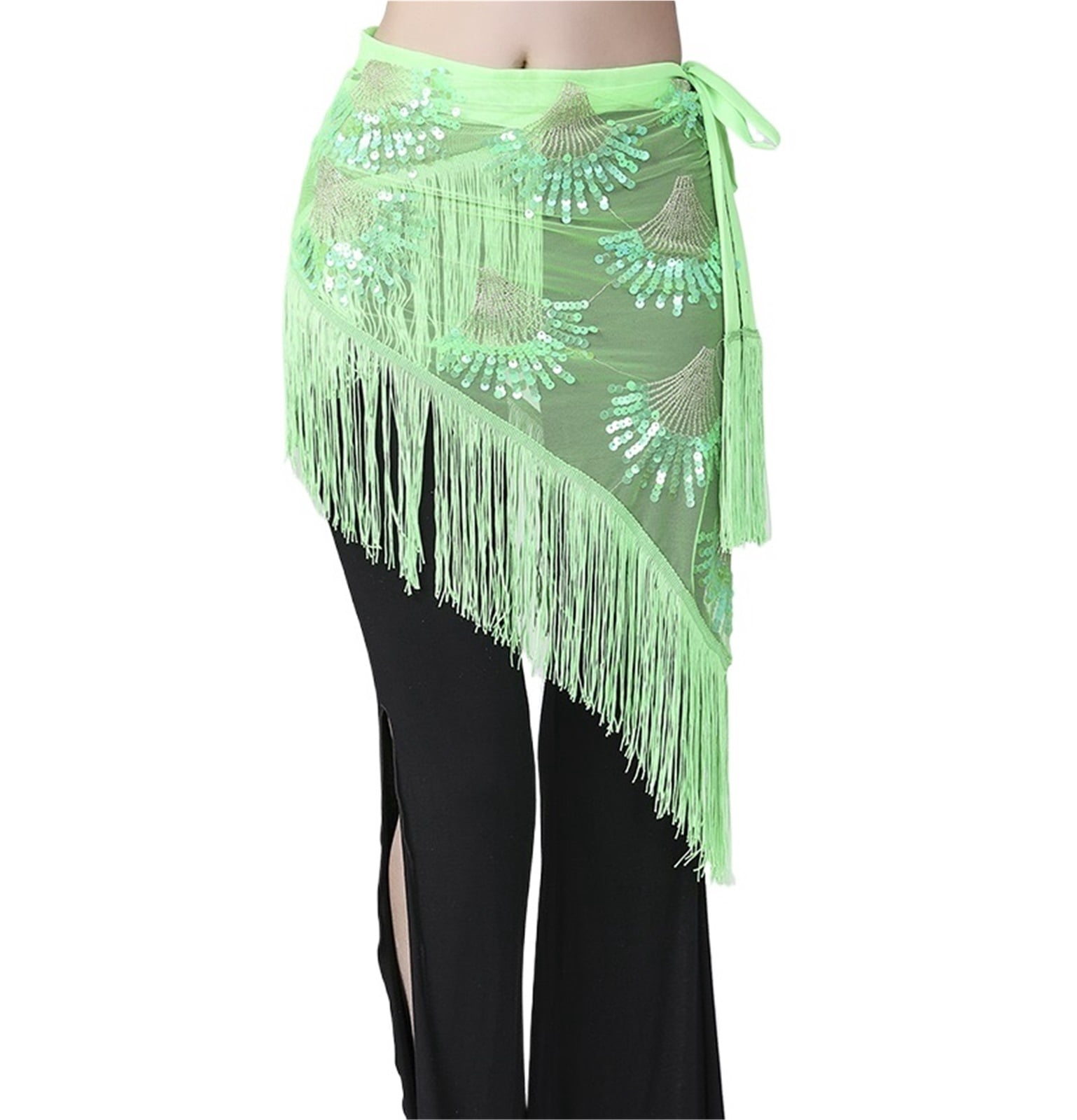 Belly Dancing Costume Hip Scarf Ballroom Sequin Dance Wear Tassel ...