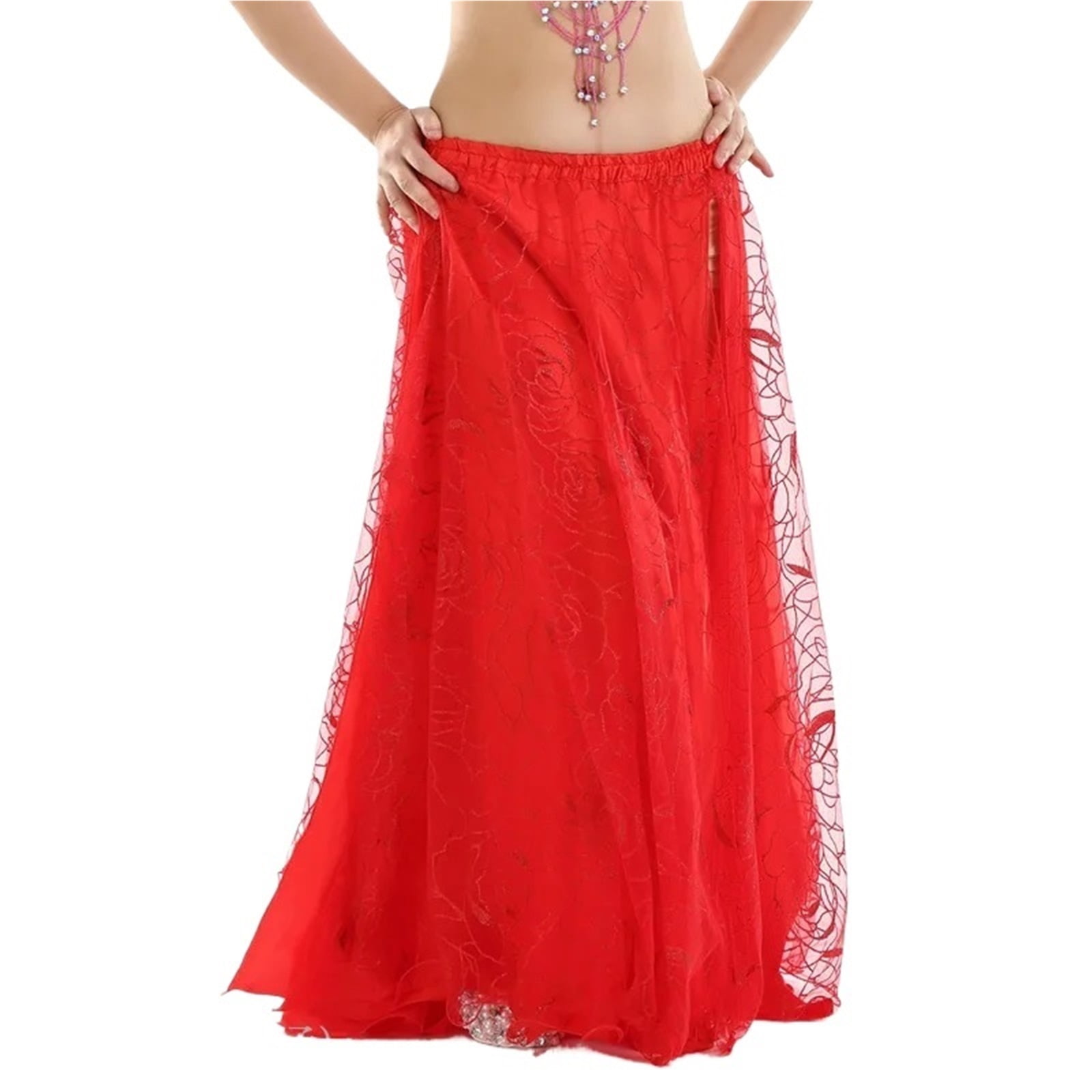 Belly Dancing Side Pulling Long Satin Skirt Lady Belly Dance Skirts ...