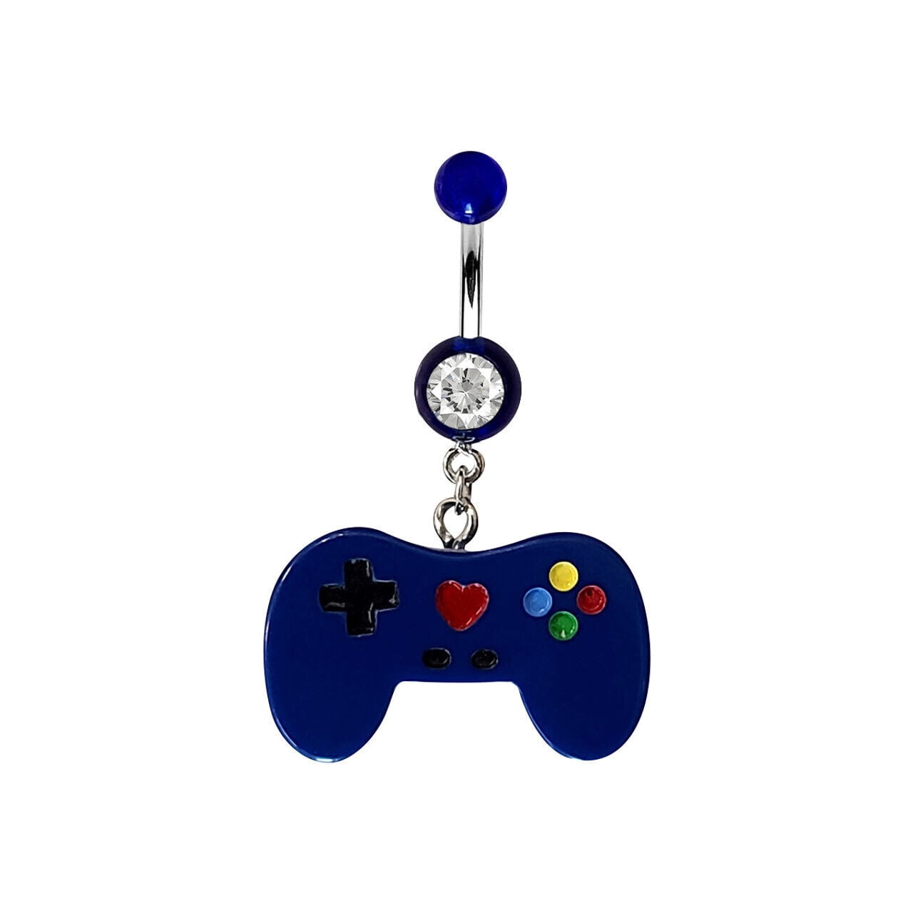 Belly Navel Ring Dangle Acrylic Game Controller Charm Surgical Steel 14 ...