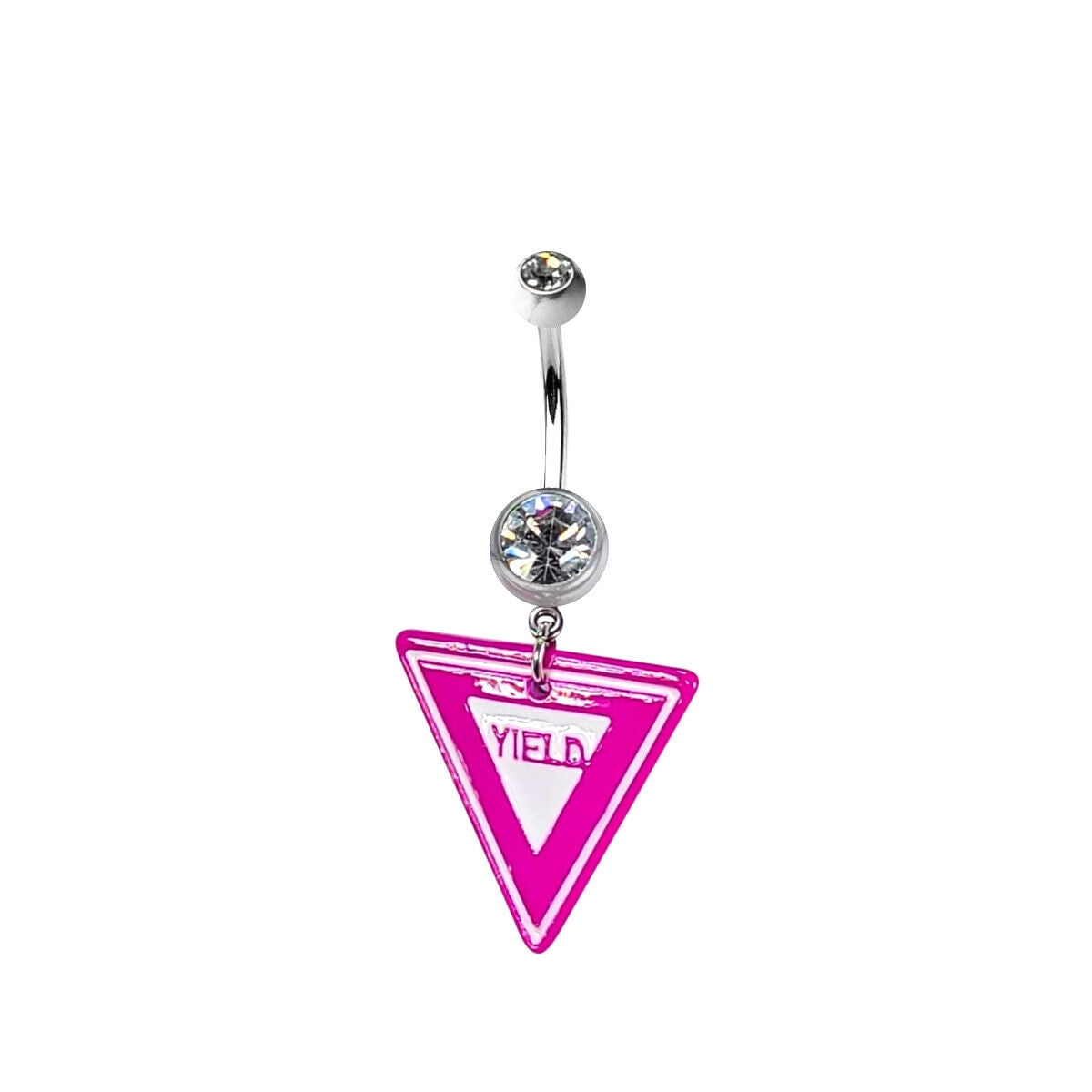 Belly Navel Ring Yield Sign Pink Triangle Surgical Steel 14g - Walmart.com