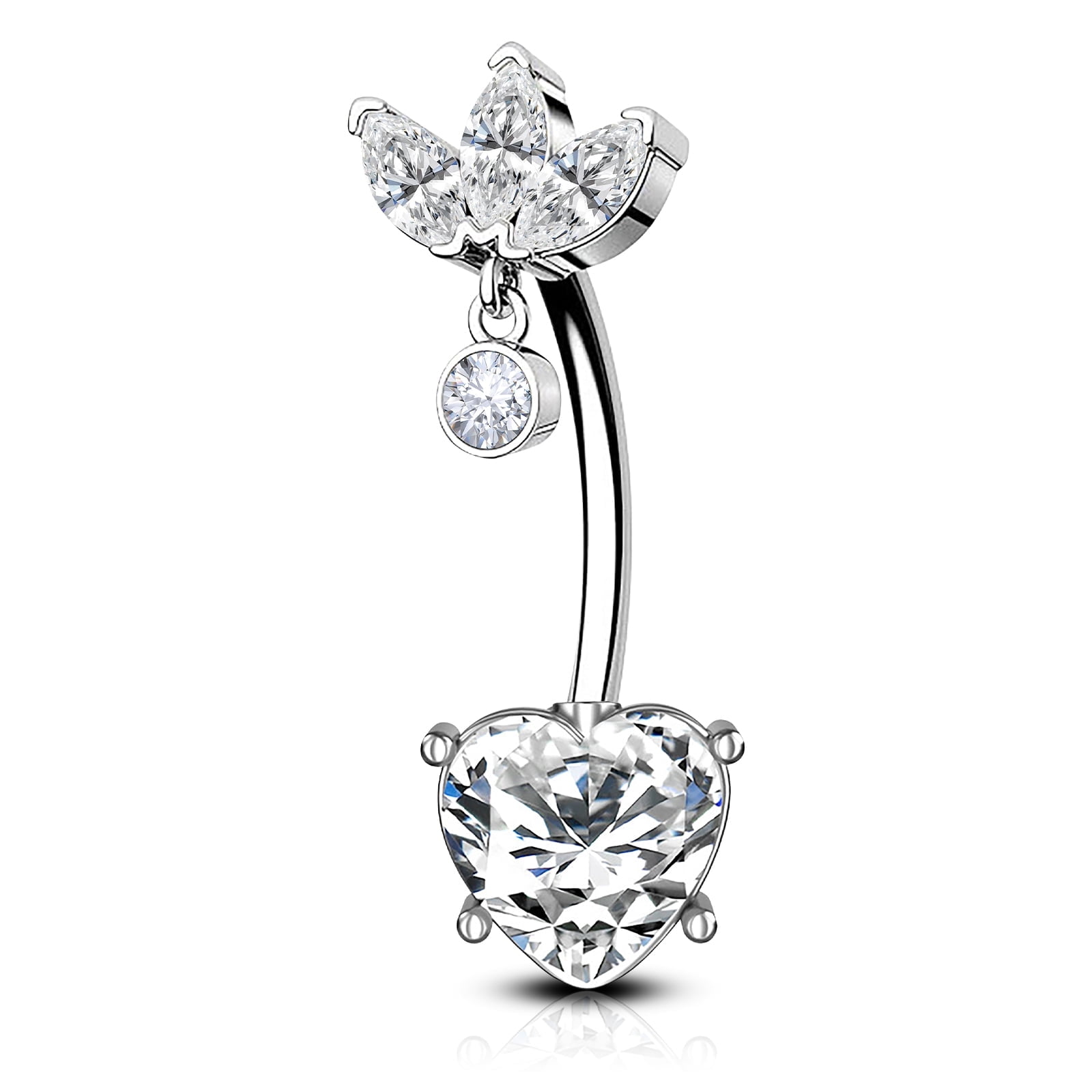 Belly Rings Heart Belly Button Ring Shiny Belly Button Jewelry ...