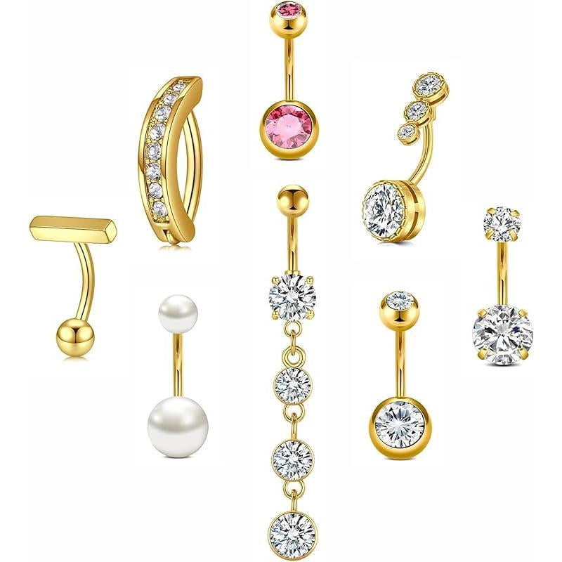 Belly jewellery piercing-belly button rings with silver & Pink Pearl ...