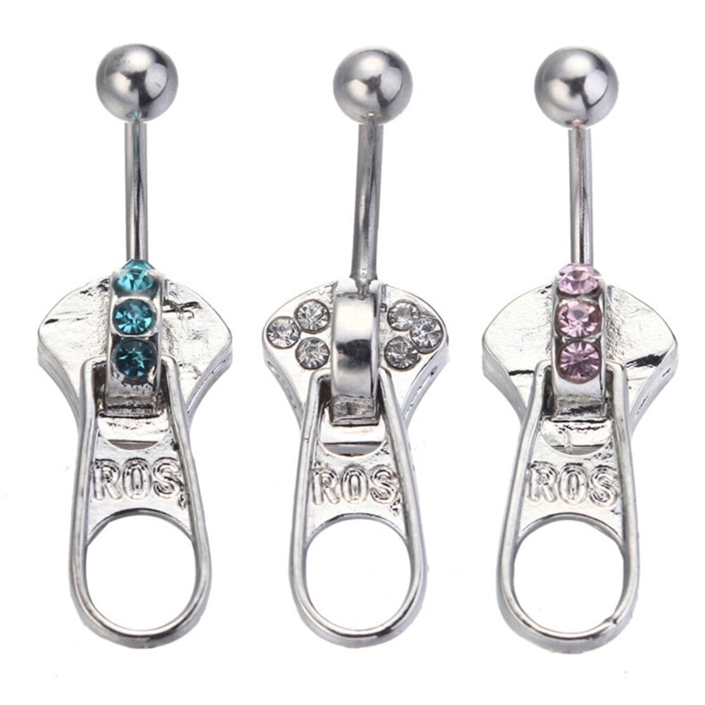 Zipper belly button ring store