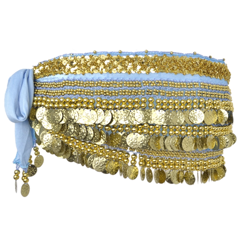 BellyLady Multi-Row Gold Coins Belly Dance Skirt Wrap & Hip Scarf, Gift ...