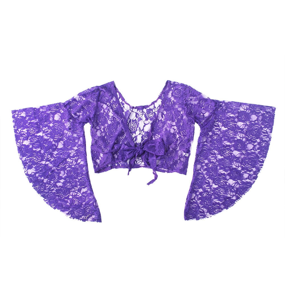 BellyLady Tribal Belly Dance Lace Butterfly Sleeve Wrap Top, Top For ...