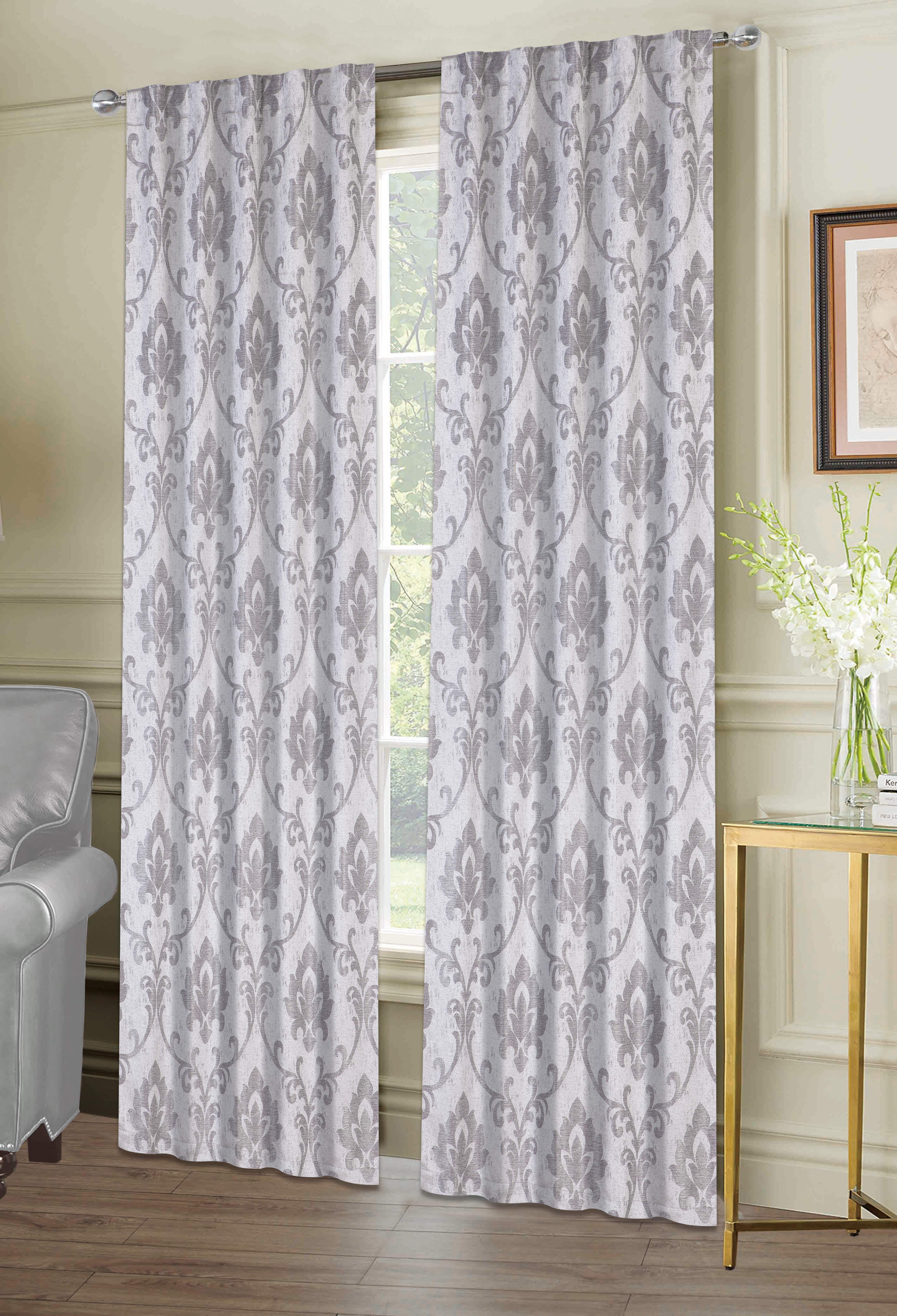 Belmare Jacquard Grommet Panel Pair In Silver 76''W x 84''L - Walmart.com