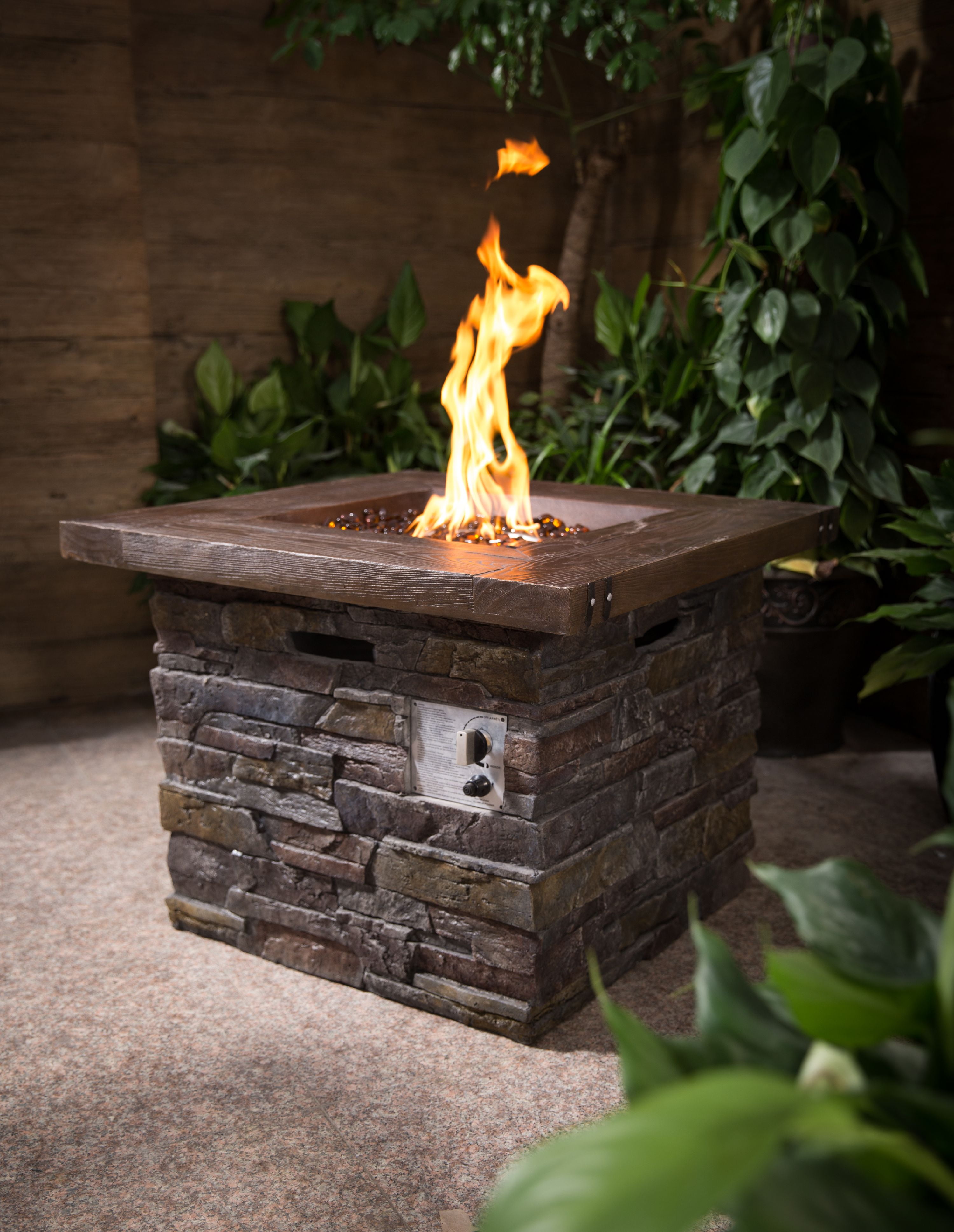 Belmont Home Kiska Multi-Color Brick Outdoor Square Gas Fire Pit ...