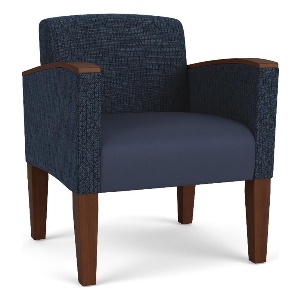 Belmont Lounge Reception Guest Chair / Walnut Wood Legs / Blue / Dark ...