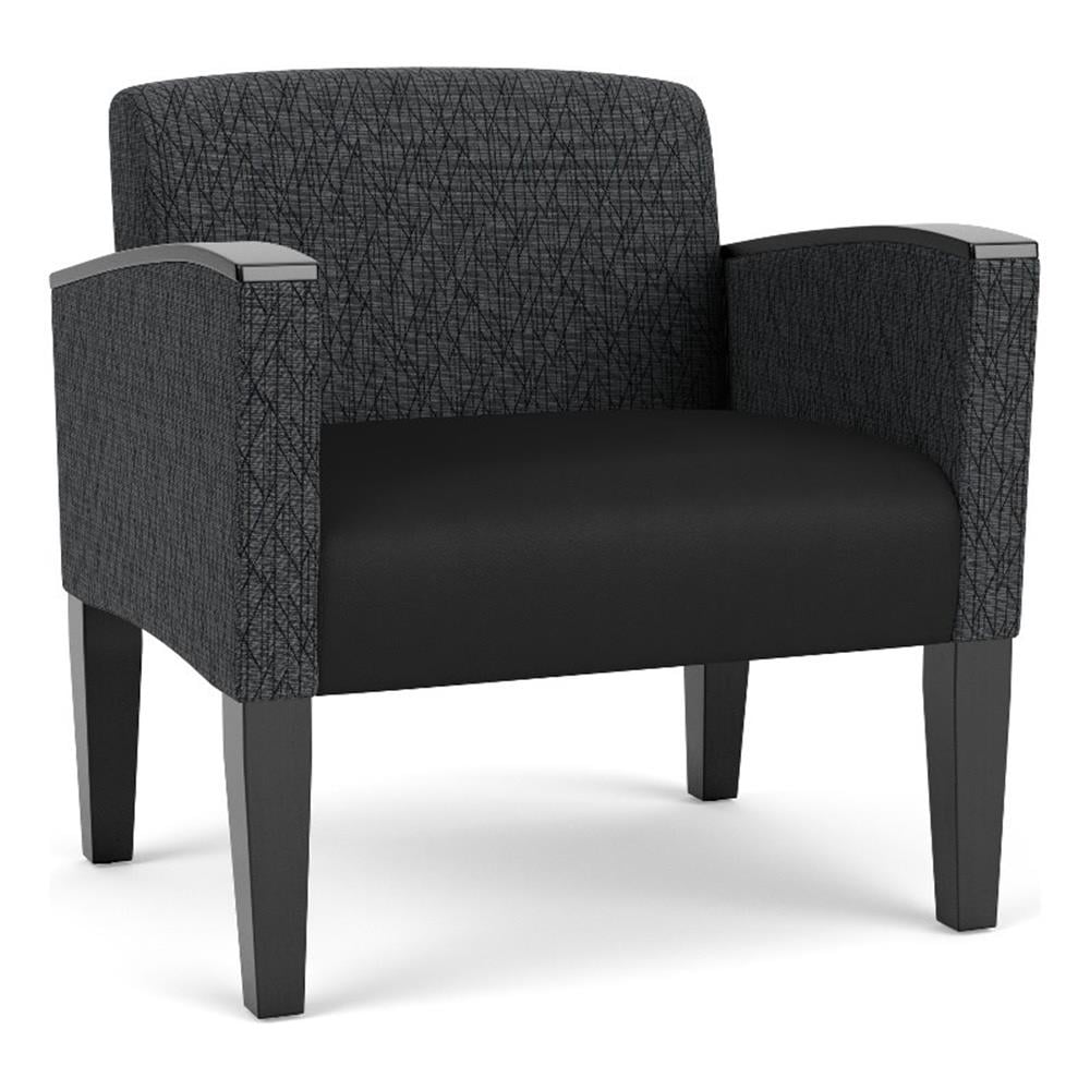 Belmont Reception Oversize Guest Chair / Black Steel Legs / Black ...