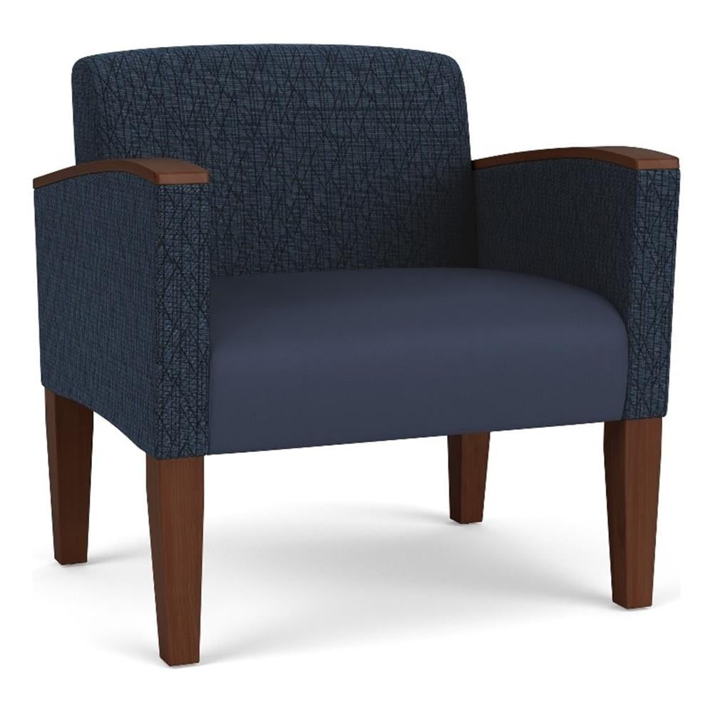 Belmont Reception Oversize Guest Chair / Walnut Wood Legs / Blue / Dark ...