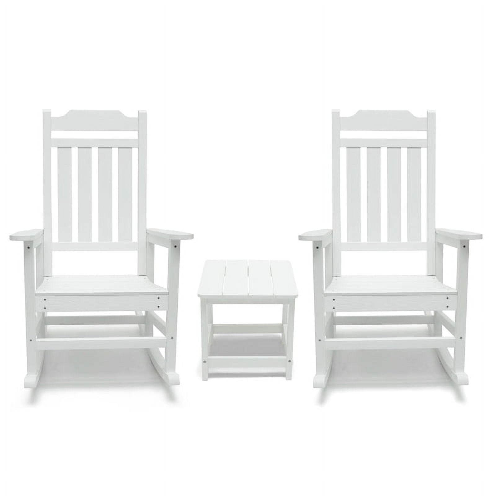 Belmont White Indoor-Outdoor Two Rocking Chairs and Side Table (3Pc SET ...