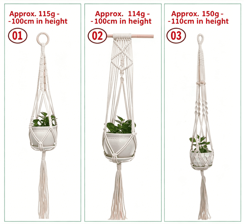 Beloadence 3-Pack Macrame Plant Hanger, Handmade Cotton Rope Plant ...