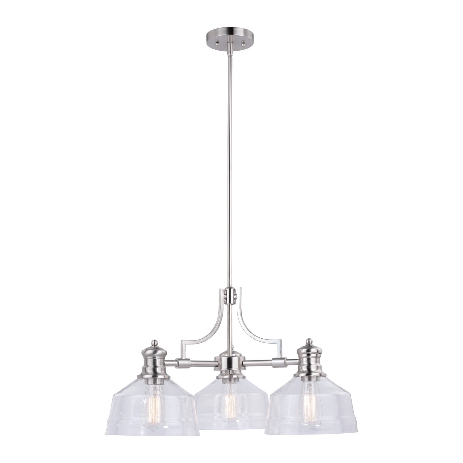 Beloit 3 Light Satin Nickel Farmhouse Chandelier Clear Glass - Walmart.com