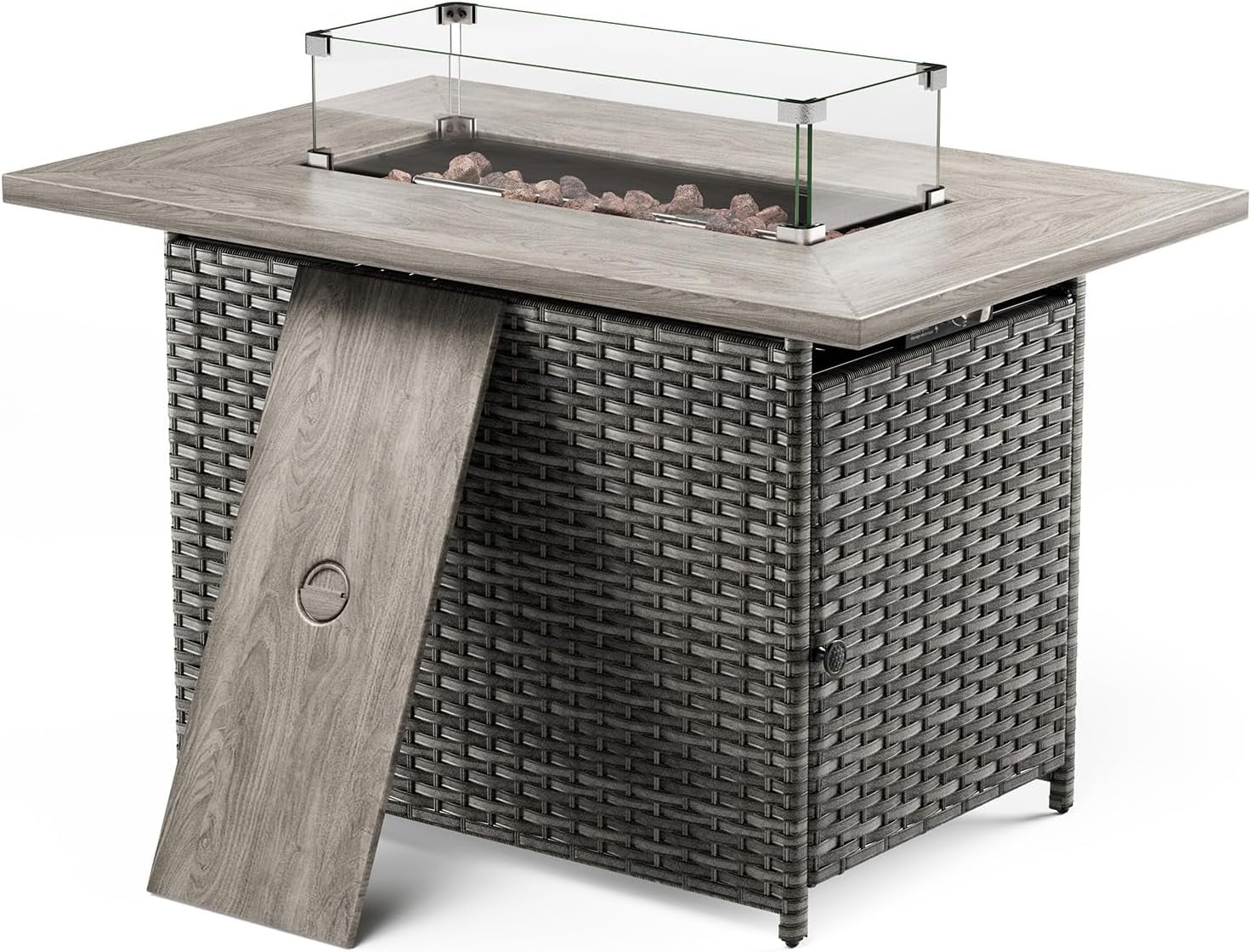 Belord 50000 BTU Propane Fire Pit Table with Lid and Lava Rock, 41 inch ...
