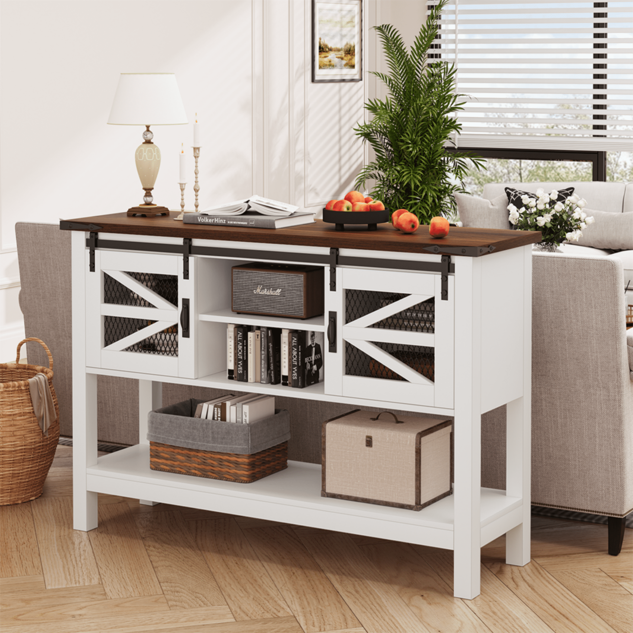 Yeahumalia Farmhouse Entryway Table with Power Outlet, 47.2'' Sofa ...