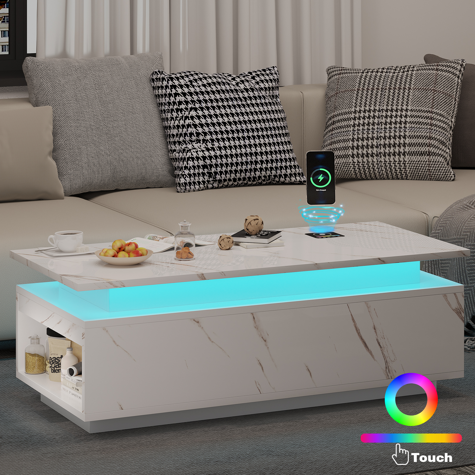 MofitHome, Catina Leather Curve Shape Sectional, Living Room, Brown ...