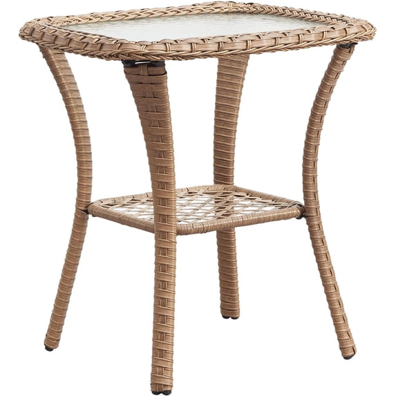 Belord Small Outdoor Side Table - 50 LBS Weight Capacity Wicker Side ...