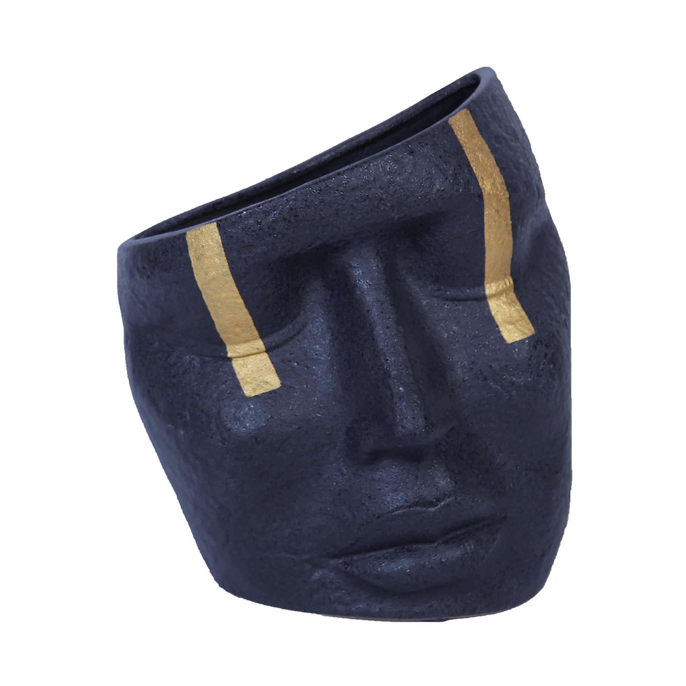 Beloved Porcelain Face Sculpture Vase, Black with Gold Accent for Home ...