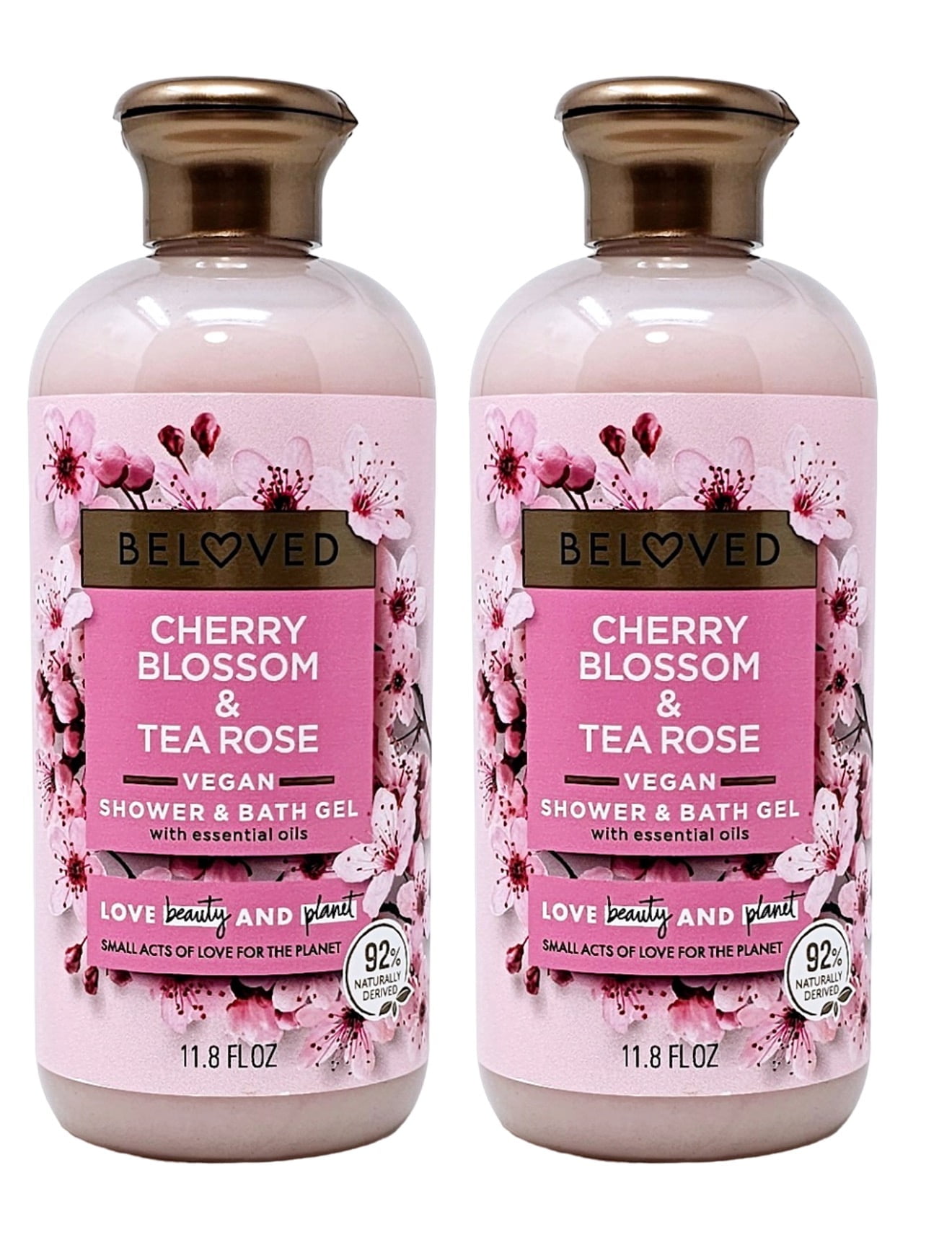 Beloved Cherry Blossom and Tea Rose Vegan Shower & Bath Gel, 11.8oz ...