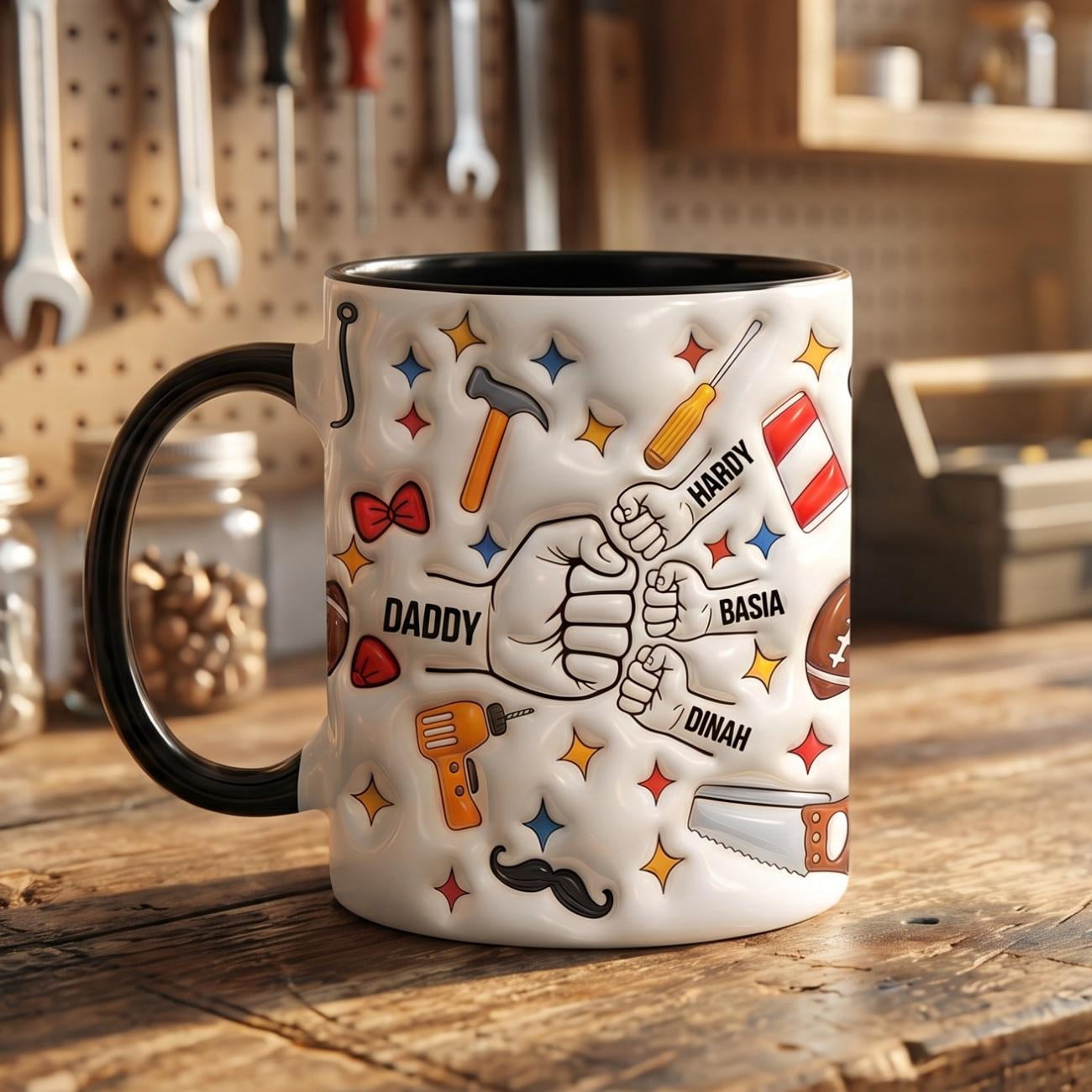 Beloved Dad Ever 3D Stereo Inflated Mug, Custom Name Decor Coffee Cup ...