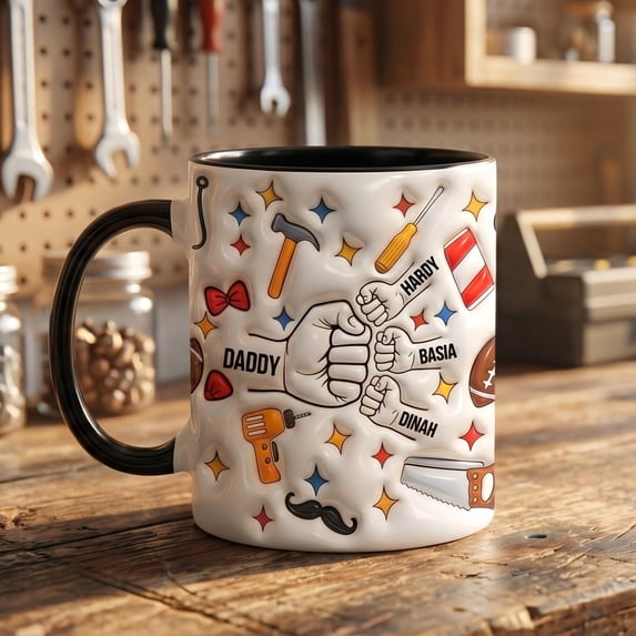 Beloved Dad Ever 3D Stereo Inflated Mug, Custom Name Decor Coffee Cup ...