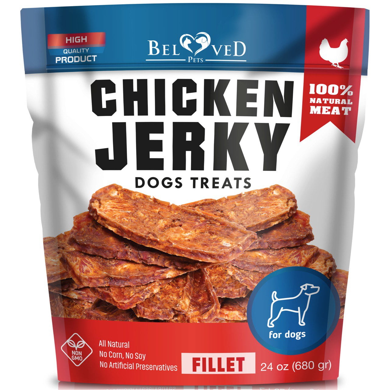 Beloved Pets Chicken Jerky Dog Treats - Fillet & Slices Snack - All ...