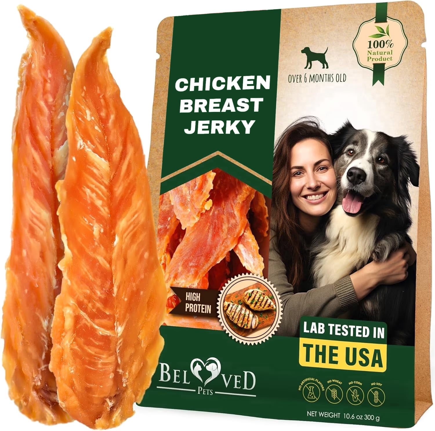 Beloved Pets Chicken Jerky Dog Treats 11 OZ High-Protein Chews for ...