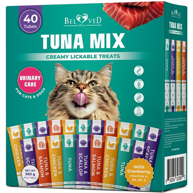 Beloved Pets Creamy Lickable Cat Treats & Wet Squeeze Tubes – Tuna Mix ...