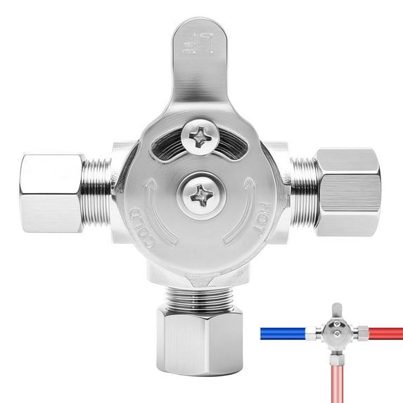 Below Deck Mixing Valve 3/8" Compression Fittings Connection Brass ...