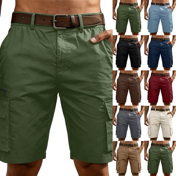 Below the Knee Shorts for Men Long Cargo Baggy Stretch Bermuda Elastic ...