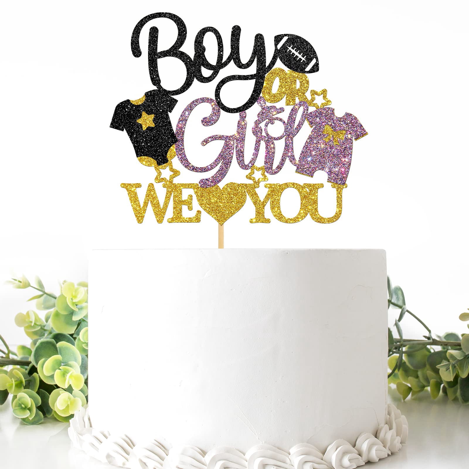 Belrew Boy or SCH4 Girl We Love You Cake Topper, Boy or Girl Sign Cake ...